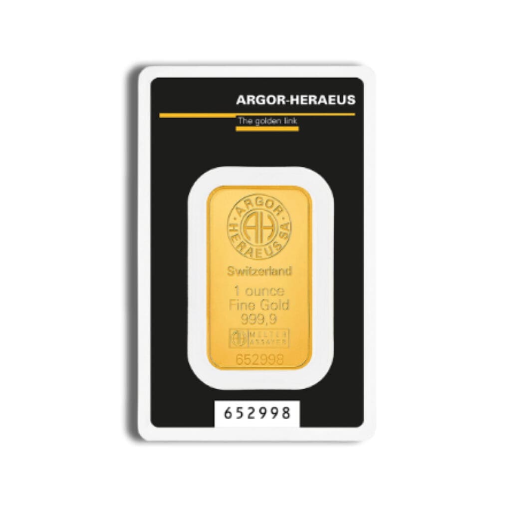 1 oz Suisse Gold Bar – Argor-Heraeus .9999 Fine Gold